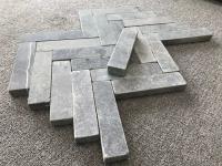 China Natural Chinese Blue Limestone Tumbled Strip Stone 200x50x25mm Floor and Wall Tile for sale