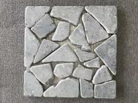 China Blue Limestone Tumbled Gravels on Mesh 500x500x25mm Flagstone Pavers for Walkway Wall Tiles for sale