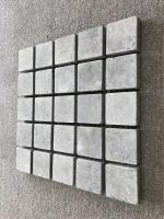 China Blue Limestone Meshed Flagstone 500x500x25mm Tumbled Finish for Walkway Pavers for sale