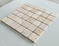 China Beige Travertine Mosaic Tile 305x305mm Natural Stone Wall Mosaic for Interior Exterior for sale