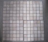 China Beige Travertine Mosaic Tile 305x305mm Natural Stone Wall Mosaic for Interior Exterior for sale