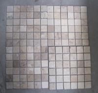 China Chinese Travertine Mosaic Tile 305x305mm Natural Stone Wall Decoration Tumbled Brushed for sale