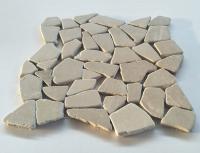 China Chinese Beige Travertine Gravel Mosaic Tile 305x305mm Tumbled Brushed Wall Stone for sale