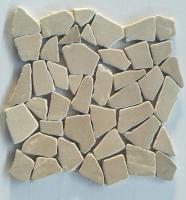 China Chinese Beige Travertine Gravel Mosaic Tile 305x305mm Tumbled Brushed Wall Stone for sale