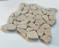 China Chinese Beige Travertine Gravel Mosaic Tile 305x305mm Tumbled Brushed Wall Stone for sale
