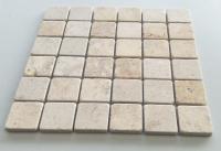 China Beige Travertine Mosaic Tile 305x305mm Natural Stone Wall Mosaic for Interior Exterior for sale