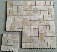 China Beige Travertine Mosaic Tile 305x305mm Natural Stone Wall and Floor Mosaic for sale