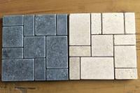 China Beige Travertine Mosaic Tile 305x305mm Natural Stone Wall and Floor Mosaic for sale