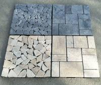 China Chinese Blue Limestone Mosaic Tile 305x305mm Tumbled Brushed Wall Floor Tile for sale