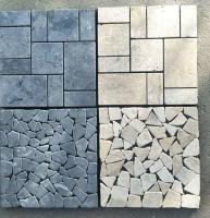 China Chinese Blue Limestone Mosaic Tile 305x305mm Tumbled Brushed Wall Floor Tile for sale