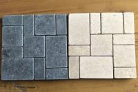 China Chinese Blue Limestone Mosaic Tile 305x305mm Tumbled Brushed Wall Floor Tile for sale