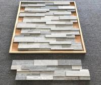 China Blue Marble 3D Stone Panels Light Grey Culture Stone Stacked Stone Veneer 600x150mm for sale
