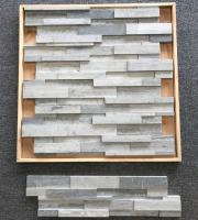 China Blue Marble 3D Stone Panels Light Grey Culture Stone Stacked Stone Veneer 600x150mm for sale