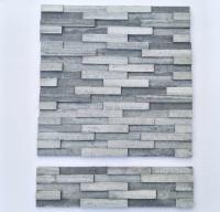 China Blue Marble 3D Ledger Panels Light Grey Culture Stone Veneer 600x150mm Wall Cladding for sale