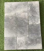 China Tumbled Blue Limestone Tiles 30mm Light Grey Patio Pavers for Walkway Flooring for sale