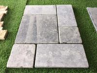 China Tumbled Blue Limestone Tiles 30mm Light Grey Patio Pavers for Walkway Flooring for sale