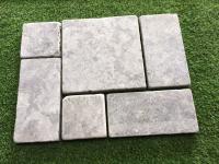 China Tumbled Blue Limestone Tiles 30mm Light Grey Patio Pavers for Walkway Flooring for sale
