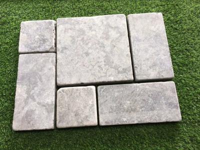 China Tumbled Blue Limestone Tiles 30mm Light Grey Patio Pavers for Walkway Flooring for sale
