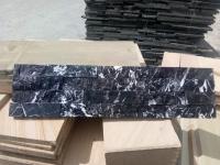 China Black Marquina Ledger Panels 600x150mm Natural Marble Stacked Stone Wall Cladding for sale