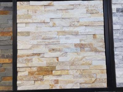 China Beige Quartzite Ledgestone Panels 600x150mm Natural Split Face Stone Veneer for Wall Cladding for sale