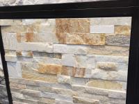 China Beige Quartzite Ledgestone Panels 600x150mm Natural Split Face Stone Veneer for Wall Cladding for sale