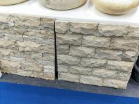 China Natural Yellow Travertine Mushroom Stone Wall Cladding 30x15cm for Pillar Decoration for sale