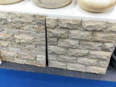 China Natural Yellow Travertine Mushroom Stone Wall Cladding 30x15cm for Pillar Decoration for sale
