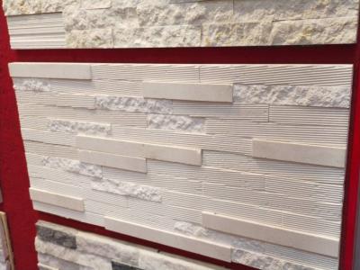 China White Marble Culture Stone Ledger Panels 600x150mm Stacked Stone Veneer Wall Cladding for sale