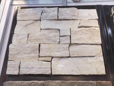 China White Quartzite Stone Veneer 50x50cm Steel Wire Back Natural Ledgestone Wall Cladding for sale