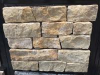 China Giallo Atlantide Marble Ledger Stone Cladding 50x50cm Steel Wire Back Natural Stone Veneer for sale