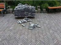 China Natural Chinese Blue Limestone Antique Tumbled Wall Bricks 200x50x25mm Flooring Tiles for sale
