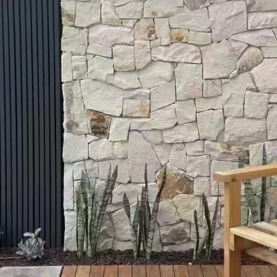 China White Sandstone Irregular Random Flagstone for Wall Decor 200m2 per Order for sale
