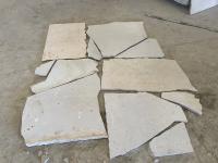 China Beige Limestone Honed Random Flagstone 10-50cm Walkway Patio Flooring Wall Cladding for sale