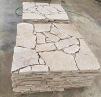 China Beige Limestone Honed Random Flagstone 10-50cm Walkway Patio Flooring Wall Cladding for sale