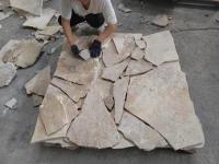 China Beige Limestone Honed Random Flagstone 10-50cm Walkway Patio Flooring Wall Cladding for sale