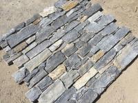China Blue Quartzite Natural Stacked Stone Wall Cladding 600x150mm Cement Back for sale
