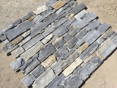 China Blue Quartzite Natural Stacked Stone Wall Cladding 600x150mm Cement Back for sale