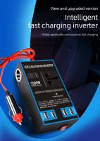 China 1500W Car Power Inverter DC 12V/24V to AC 220V Universal Travel Charger with 4 USB Ports for sale