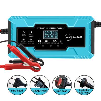 China 12V 8A Intelligent Pulse Repair Smart Fast Charger Lead Acid Battery Charger for Auto Motorcycle for sale