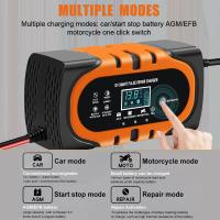 China 12V 10A Intelligent Pulse Repair Battery Charger 90% Efficiency Lead Acid for sale