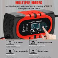 China 12V 10A Intelligent Pulse Repair Car Battery Charger Digital Display for AGM Gel EFB for sale