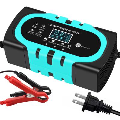 China 12V 10A Smart Battery Charger with LCD Display Short Circuit Protection for Lead Acid Batteries for sale