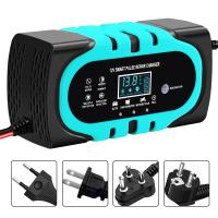 China 12V 10A 20A Smart Battery Charger LCD Display 85% Efficiency for Auto Motorcycle AGM Gel Lead Acid for sale