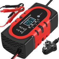 China 12V 10A Intelligent Car Battery Charger with Digital LCD Display 9 Stage Charging 85% Efficiency for sale