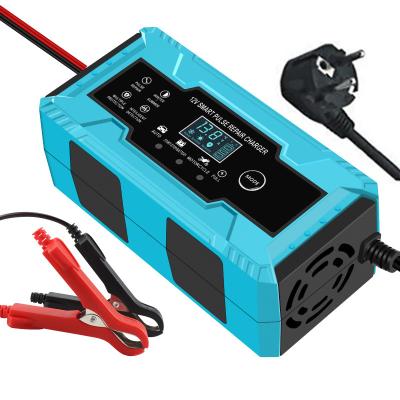 China Smart 12V 24V 8A 10A 20A 30A Pulse Repair Battery Charger for Motorcycle Car Lead Acid for sale