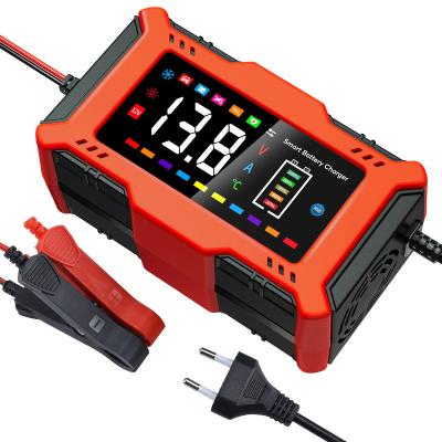 China 12V 8A Intelligent Car Battery Charger Color Touch Screen for Lead Acid and Lithium Ion Batteries 100-240VAC for sale