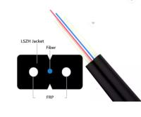 China 2*0.5mm FRP FTTH Flat Drop Cable GJXFH 1/2/4/6 Cores for sale