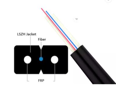 China 2*0.5mm FRP FTTH Flat Drop Cable GJXFH 1/2/4/6 Cores for sale