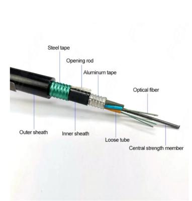 China Underground Fiber Optic Cable GYTA53 Singlemode Armored Steel Tape  Double Jacket for sale