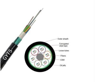 China Direct Burial 144 Core Fiber Optic Outdoor Cable Anti-Rodent Steel Tape Armor Fibre Cable GYTS for sale
